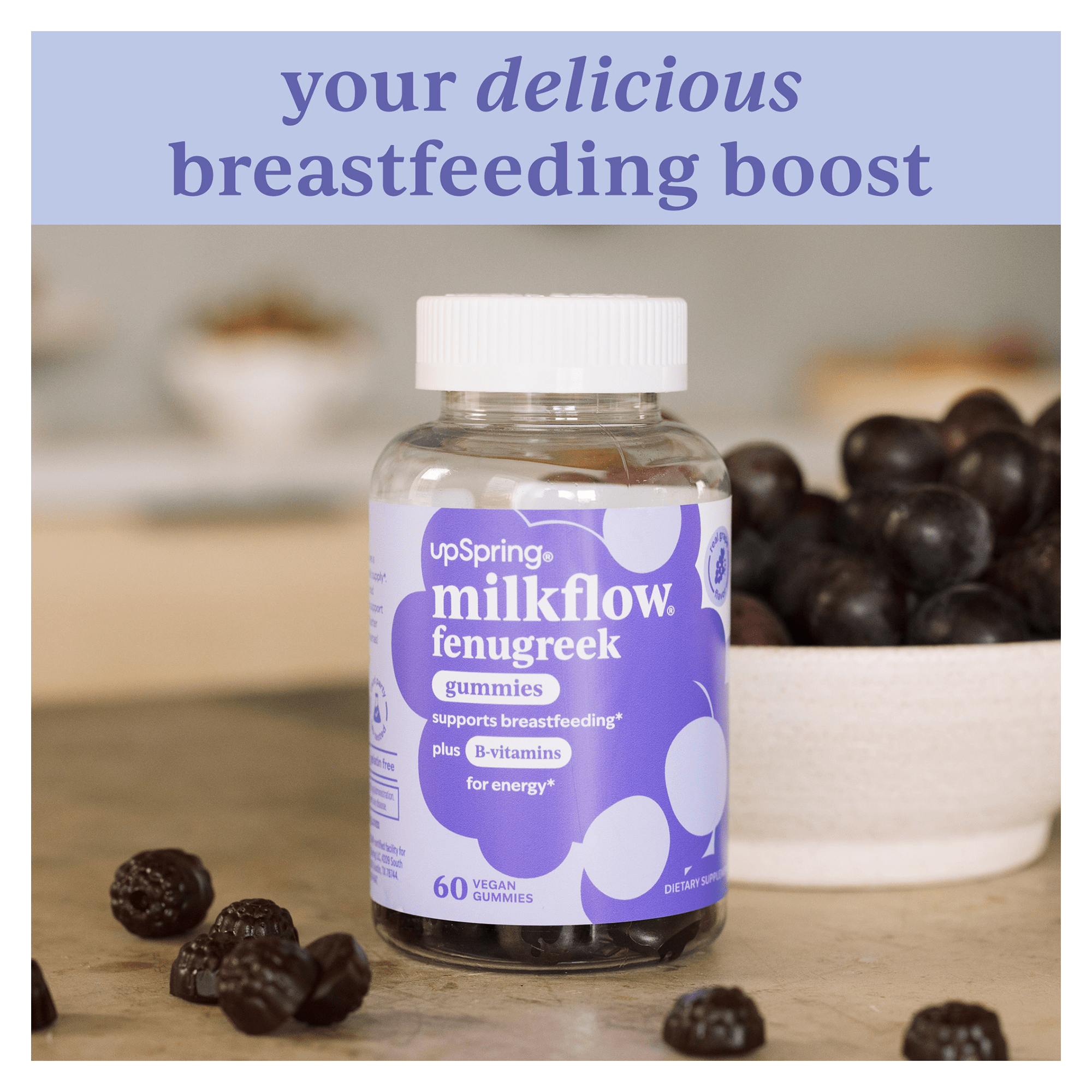 Milkflow Fenugreek Lactation Gummies Grape Flavor – UpSpring