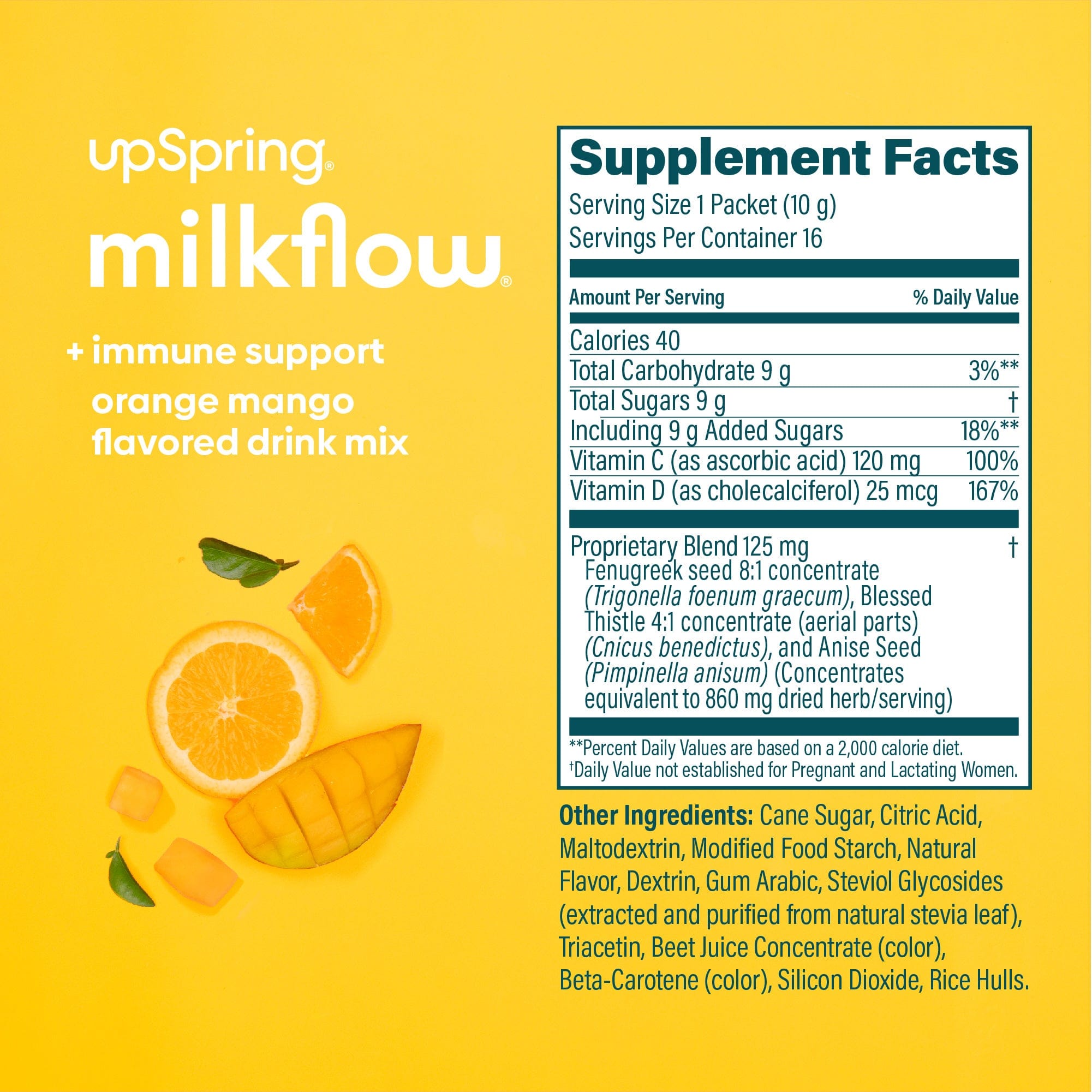 Milkflow® + Immune Support Drink Mix, Orange Mango, 16 ct – UpSpring